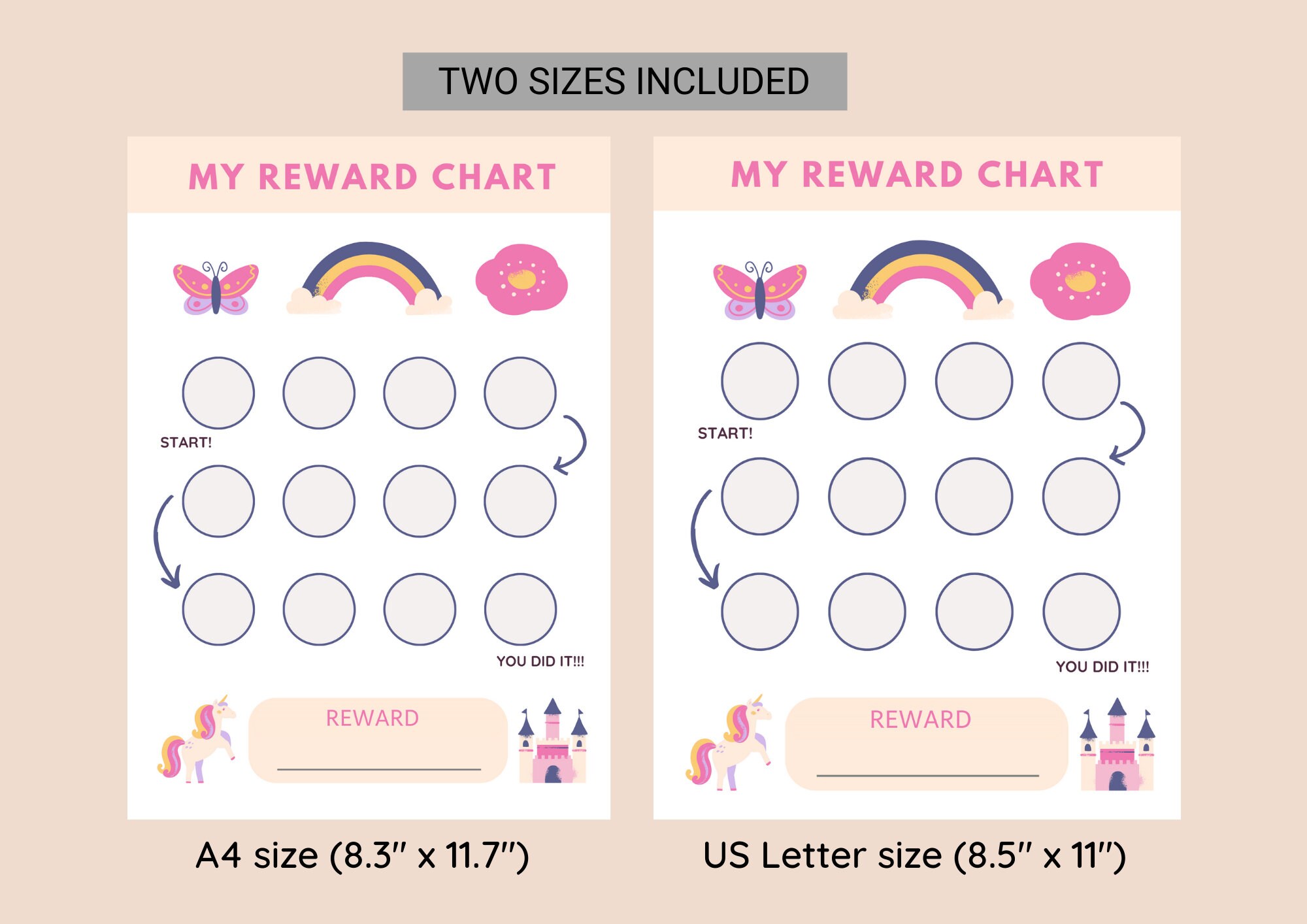 Printable Unicorn Rainbow Reward Chart • Sticker Chart • Kids Reward ...