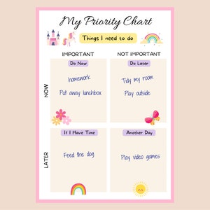 Printable Priority Chart • Decision Matrix • Eisenhower Matrix • Vision ...