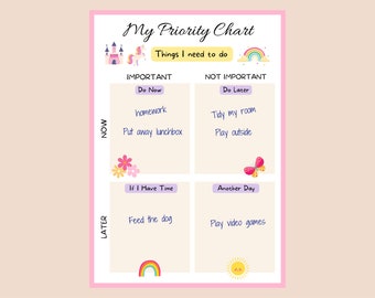 Printable Priority Chart • Decision Matrix • Eisenhower Matrix • Vision ...