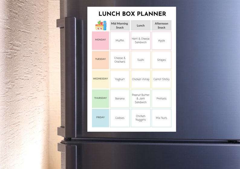 Printable Kids School Lunchbox Weekly Planner • Packing Kids Lunchbox ...
