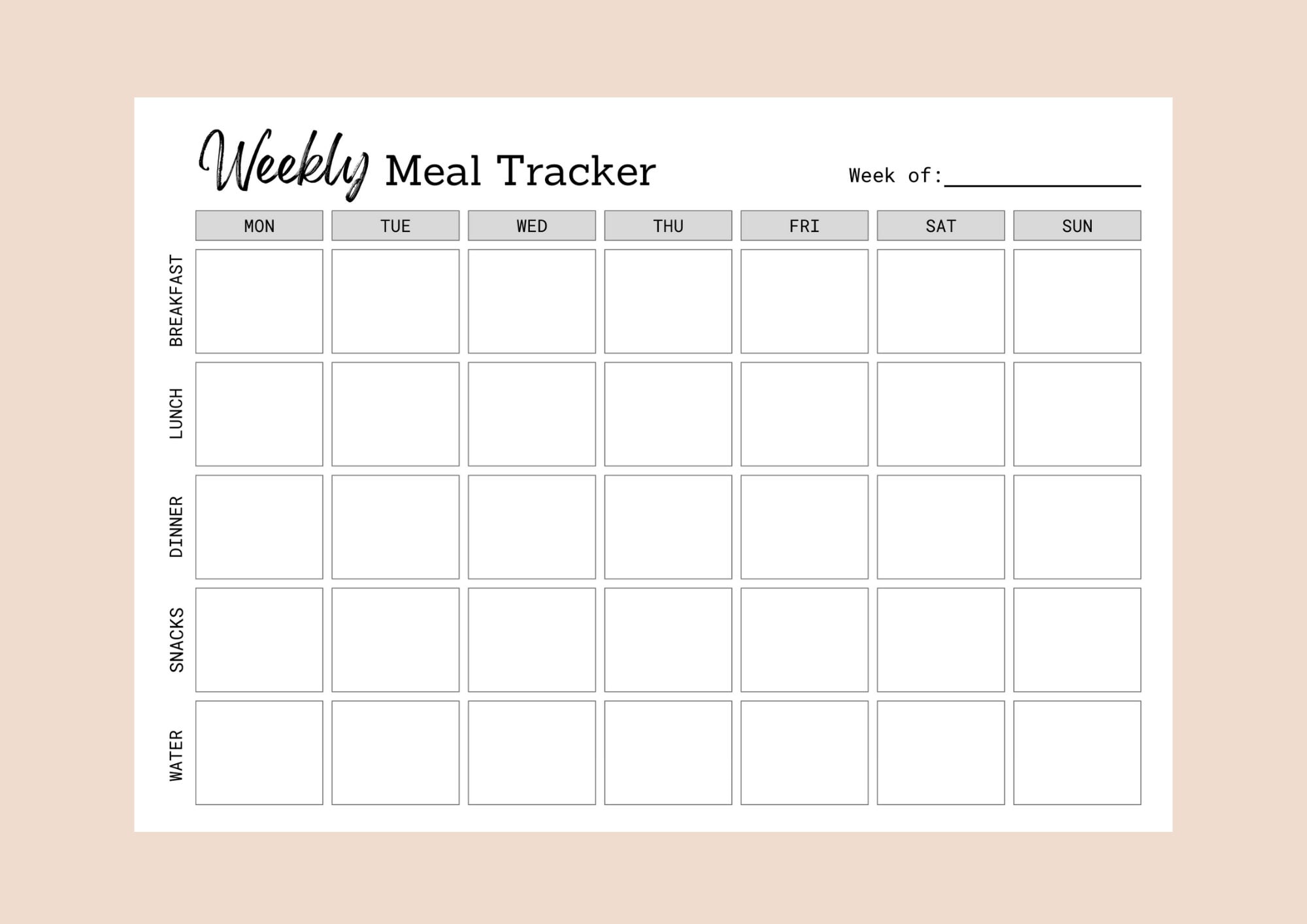 Blank Food Chart