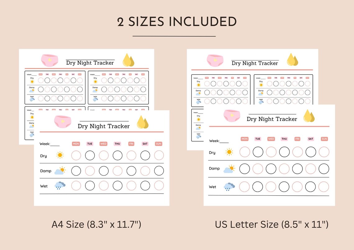 Printable Dry Night Bedwetting Chart Dry Night Tracker Toilet Training ...