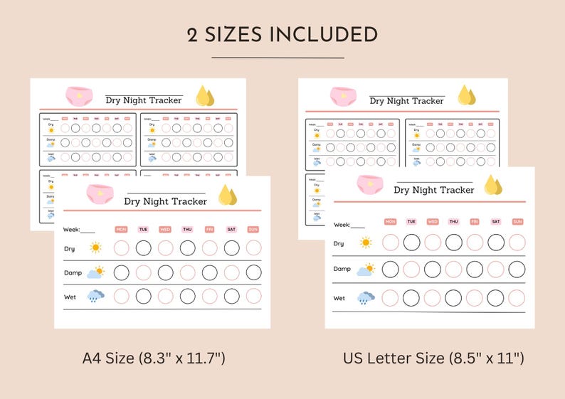 Printable Dry Night Bedwetting Chart Dry Night Tracker Toilet Training ...