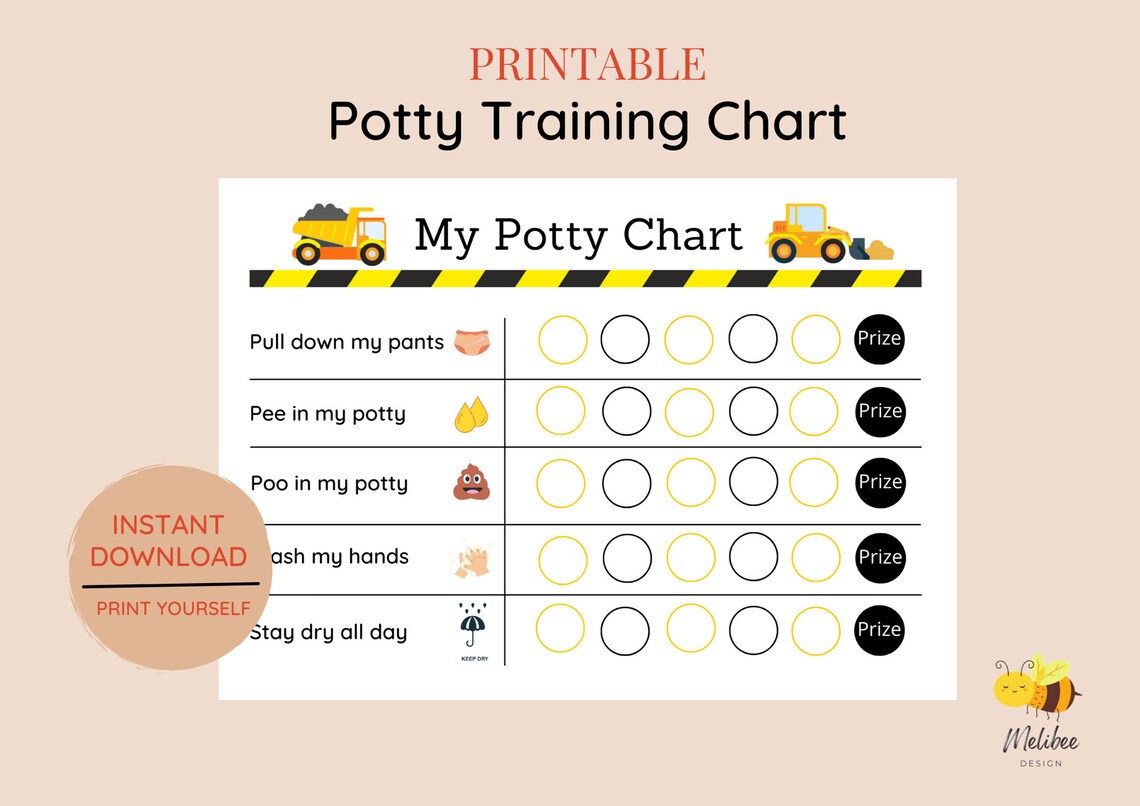 Printable Construction Potty Training Chart Sticker Chart - Etsy