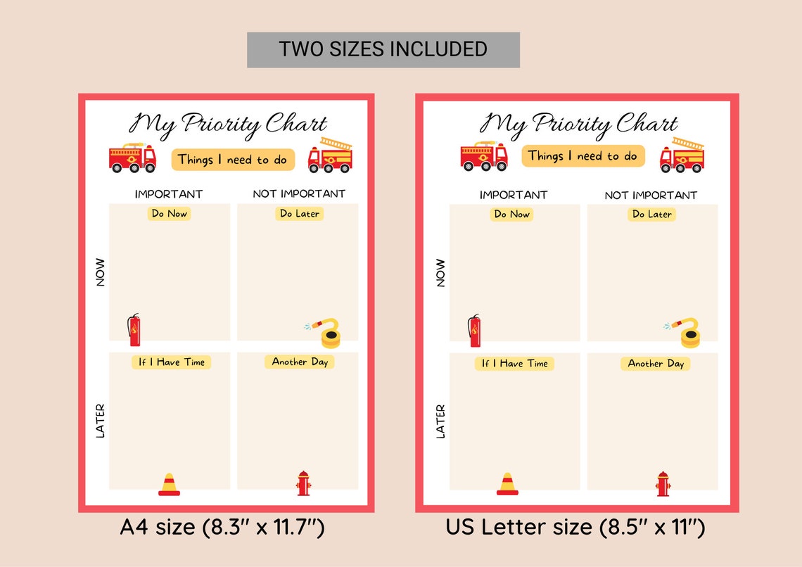 Printable Priority Chart • Decision Matrix • Eisenhower Matrix • Vision ...
