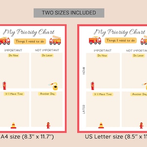 Printable Priority Chart • Decision Matrix • Eisenhower Matrix • Vision ...