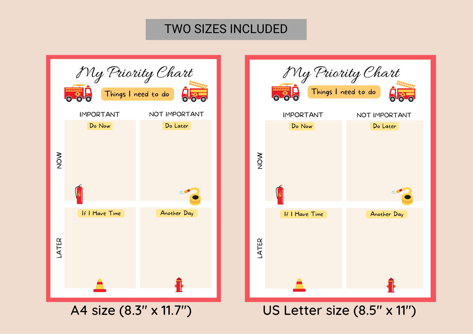 Printable Priority Chart • Decision Matrix • Eisenhower Matrix • Vision ...