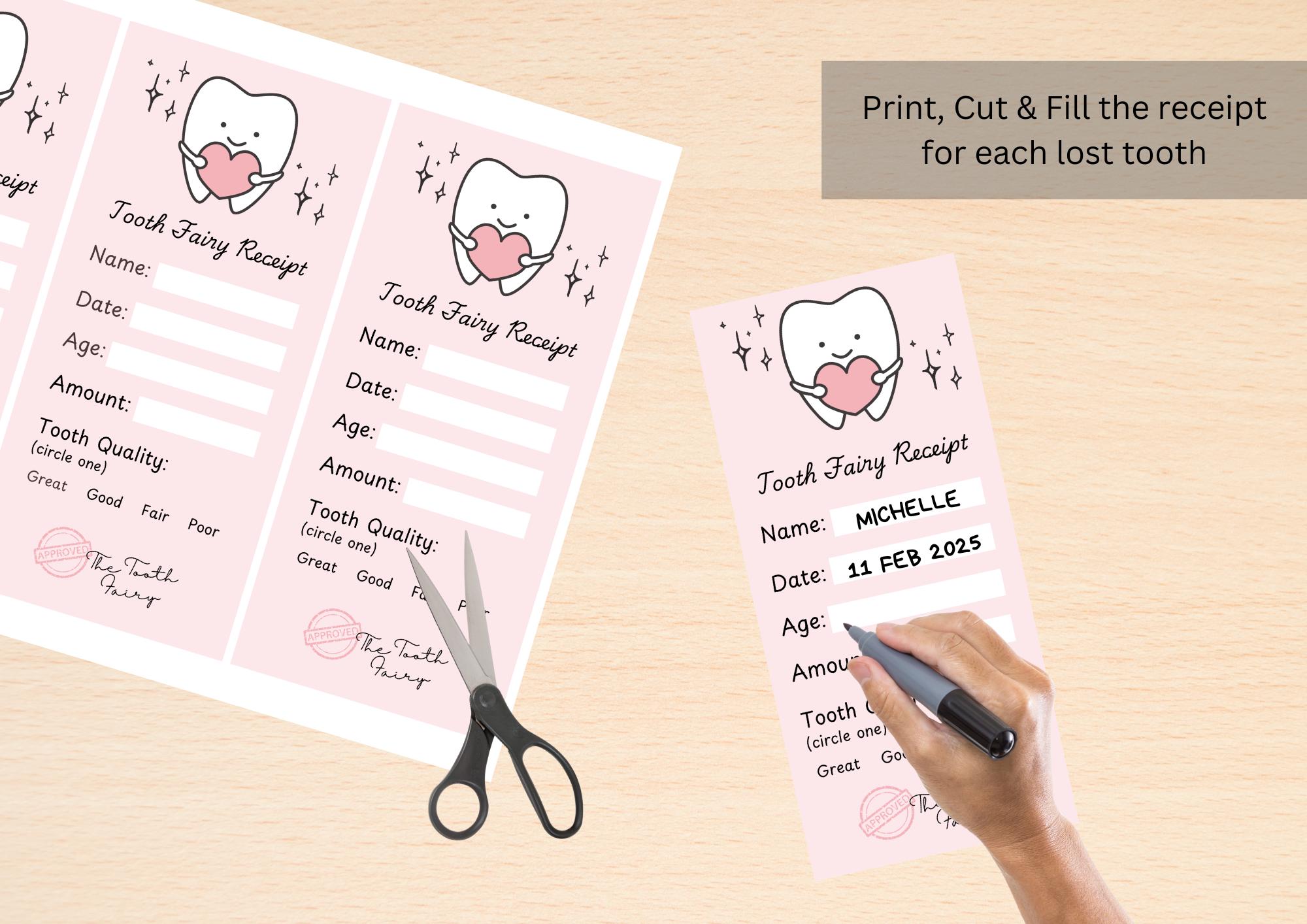 Printable Tooth Fairy Receipt • Tooth Fairy • Tooth Fairy Pillow • Lost ...