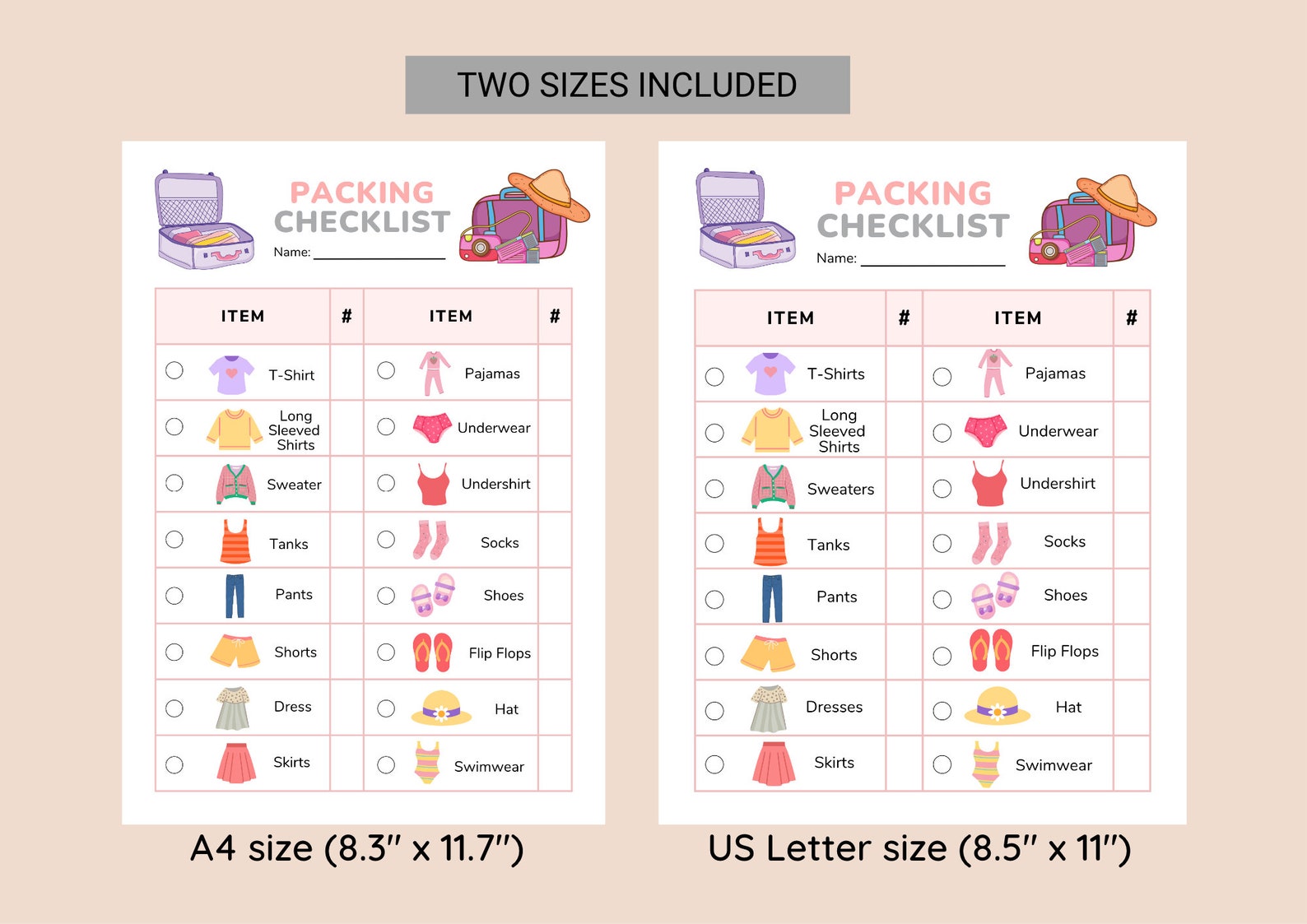 Printable Packing Checklist for Girls • Kids Packing List • Vacation ...