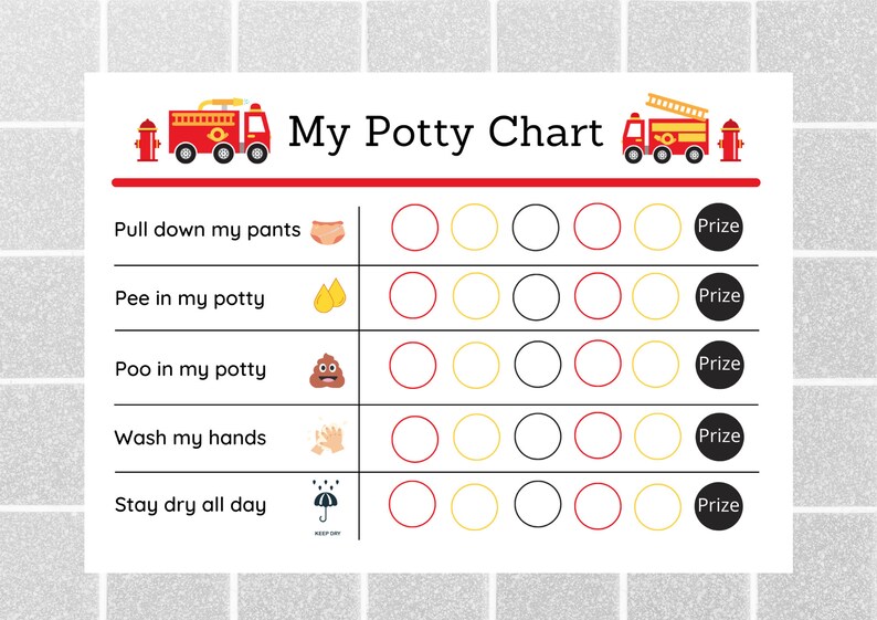 Printable Fire Truck Potty Training Chart • Sticker Chart • Toilet ...
