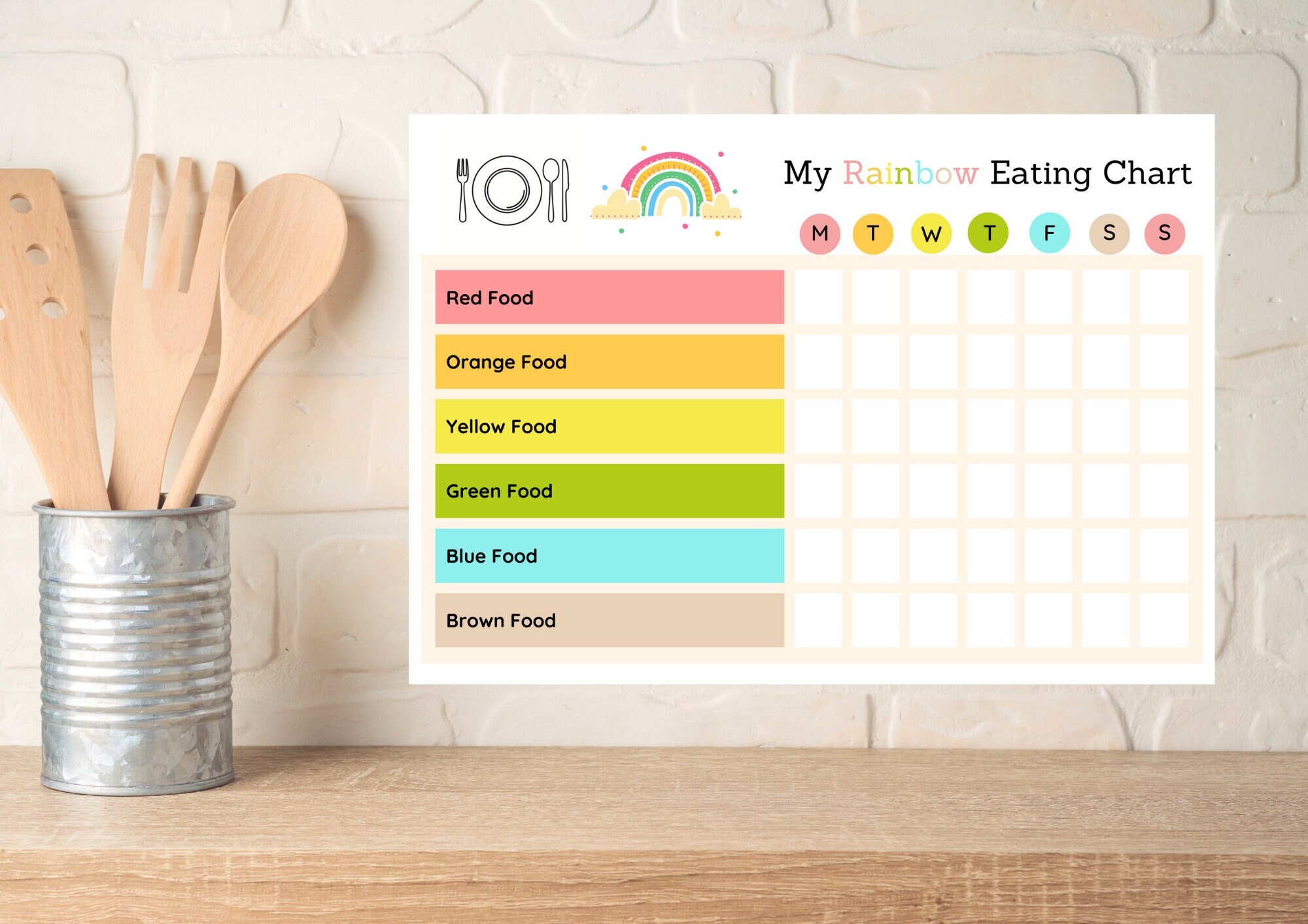 Printable Eat A Rainbow Chart • Eat the Rainbow Checklist • Healthy ...