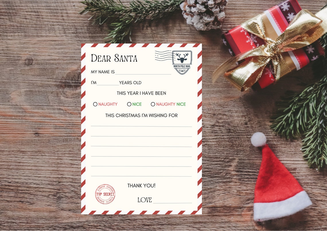 Letter to Santa • Santa Letter • Kids Christmas Wish List • Christmas ...