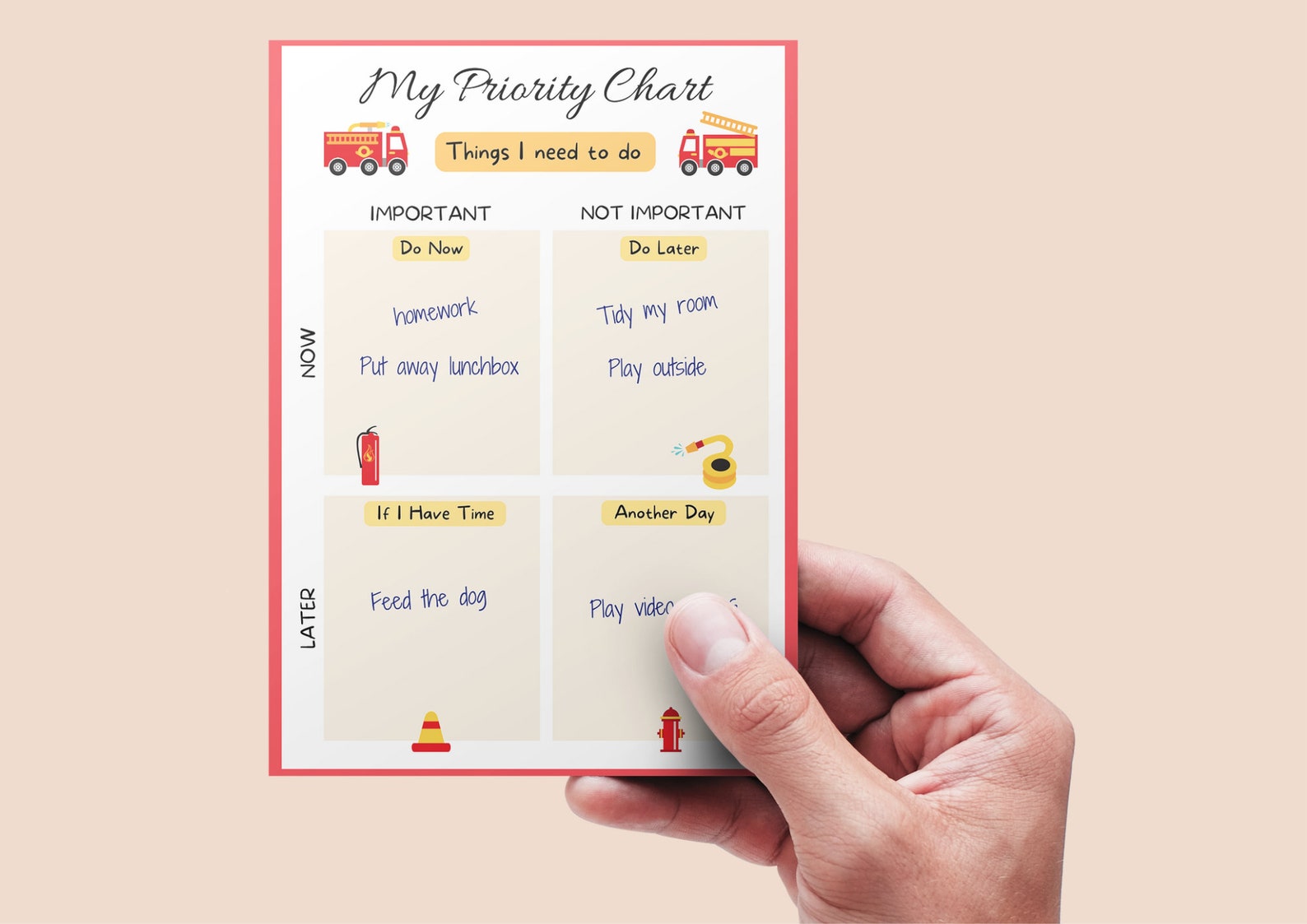 Printable Priority Chart • Decision Matrix • Eisenhower Matrix • Vision ...