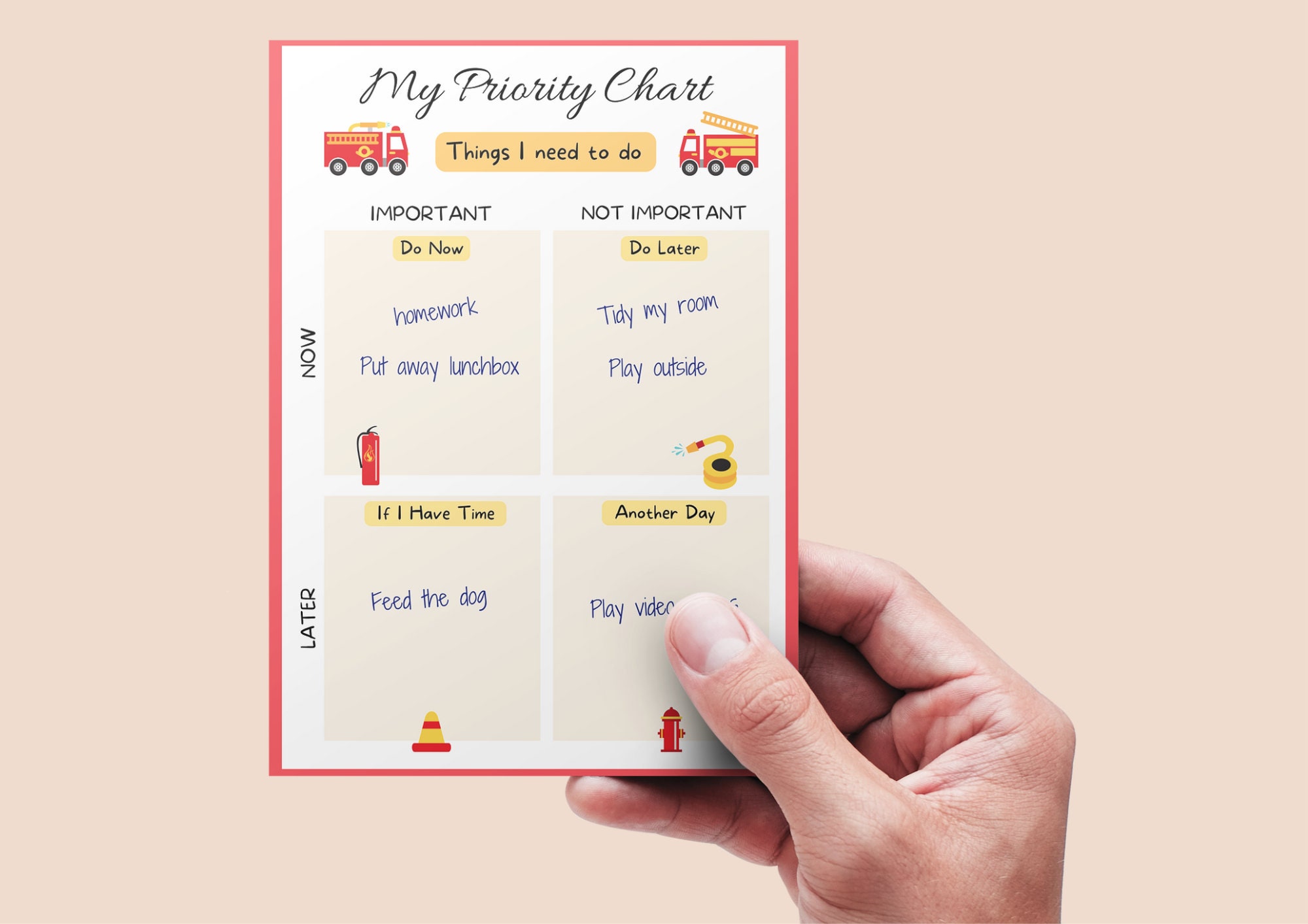 Printable Priority Chart • Decision Matrix • Eisenhower Matrix • Vision ...