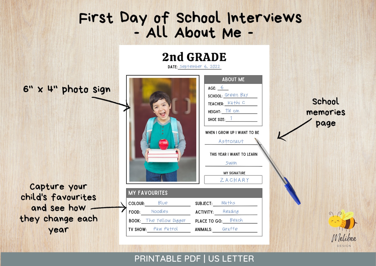 Printable First Day of School Interviews • School Questionnaire • All ...