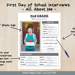 Printable First Day of School Interviews • School Questionnaire • All ...