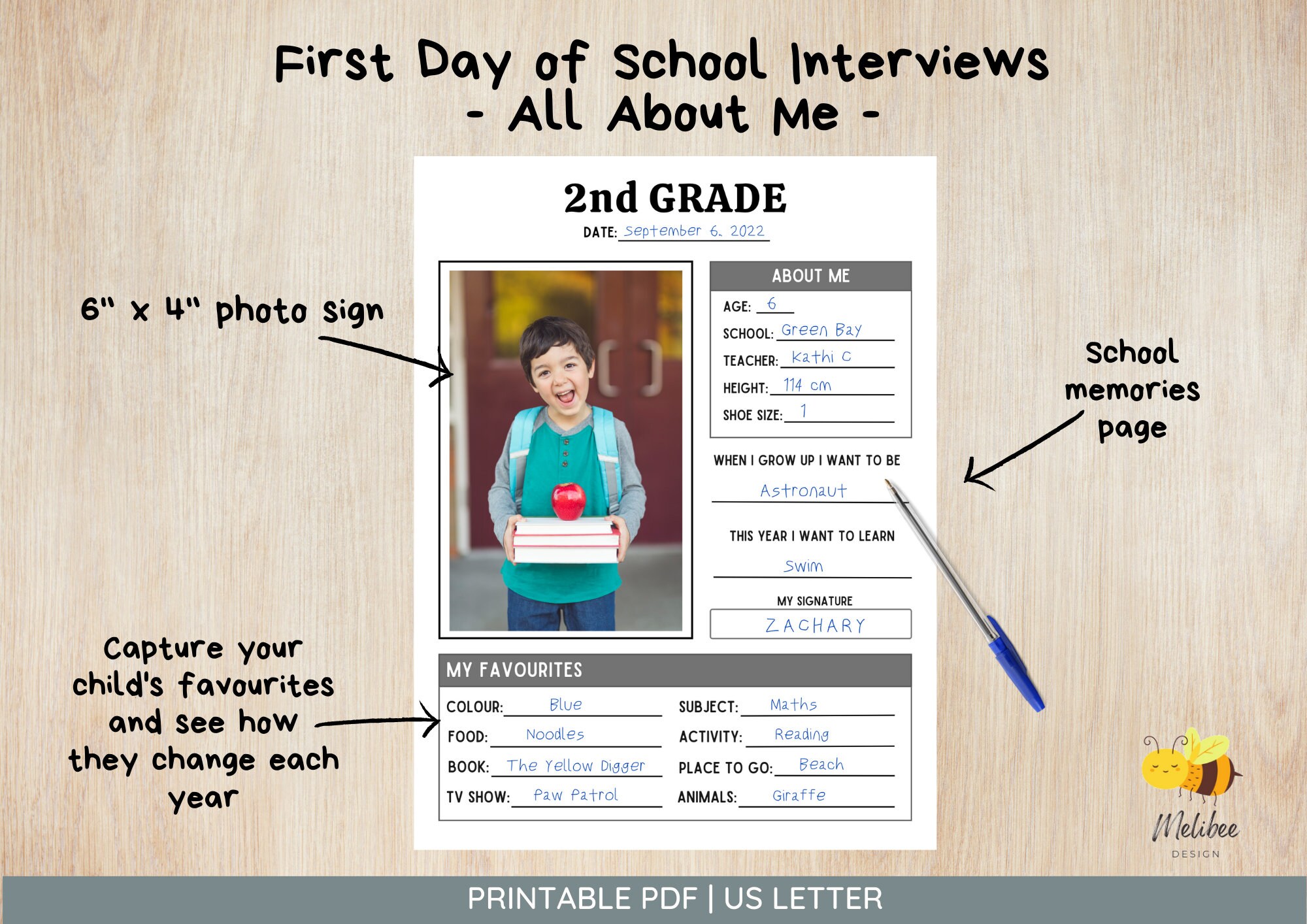 Printable First Day of School Interviews • School Questionnaire • All ...