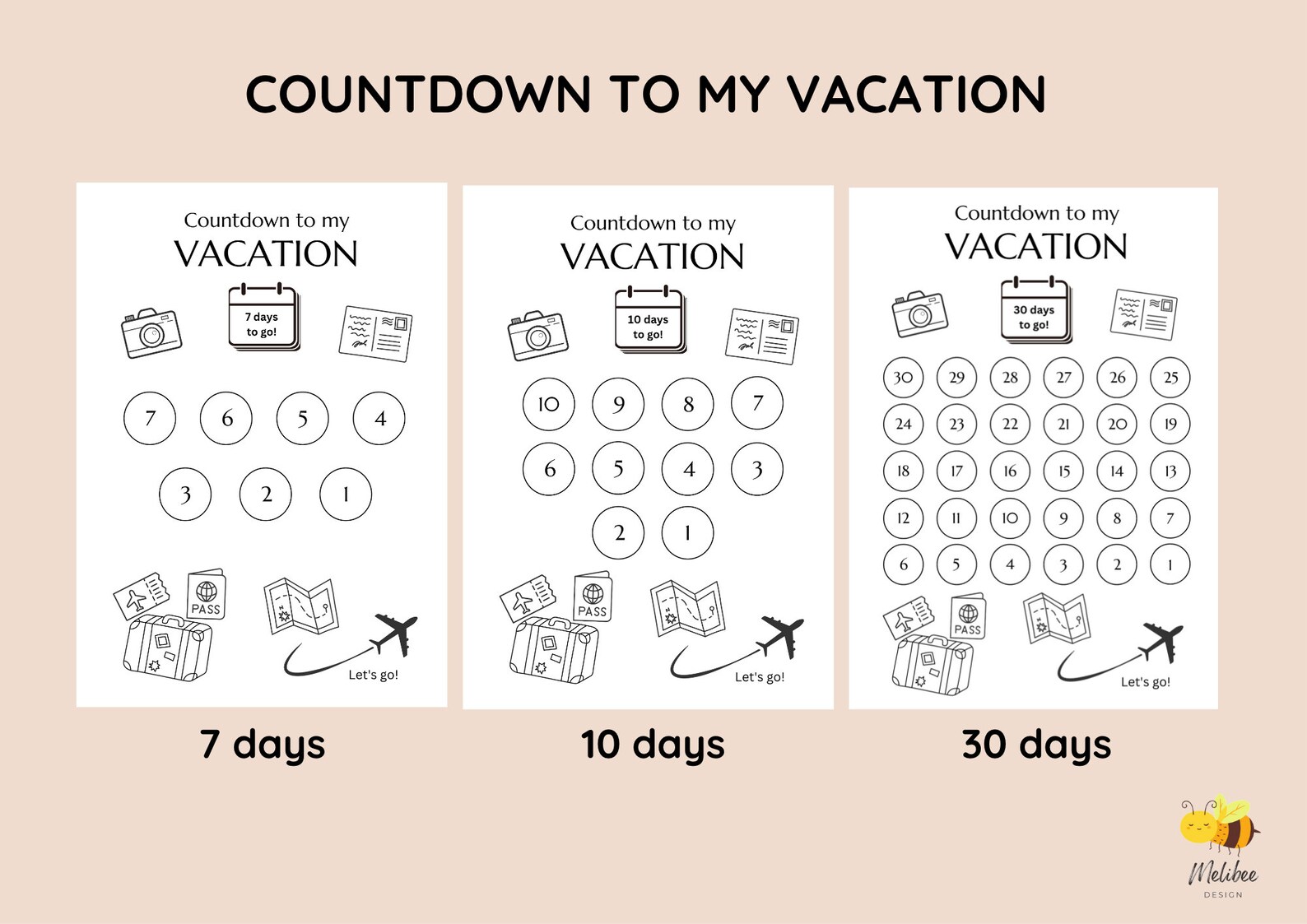 Printable Countdown Calendar • Vacation Countdown • Family Vacation ...