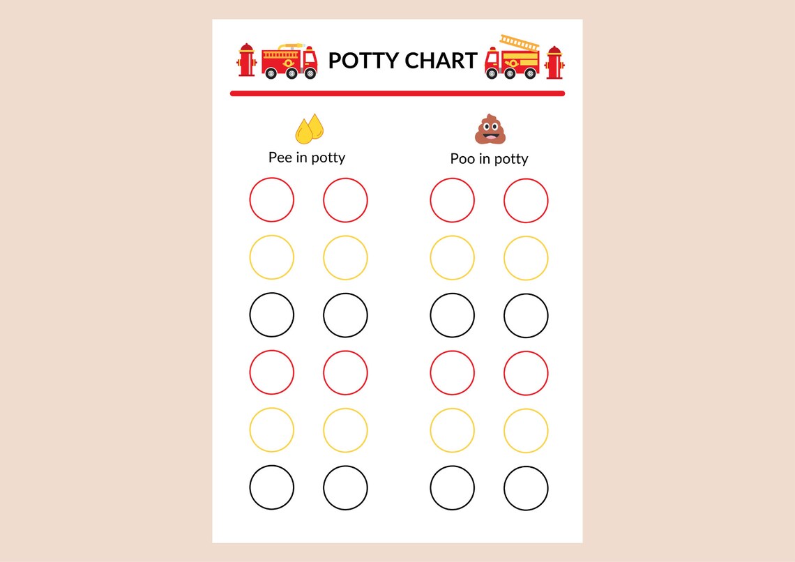 Printable Fire Truck Potty Training Chart Sticker Chart Toilet Training ...
