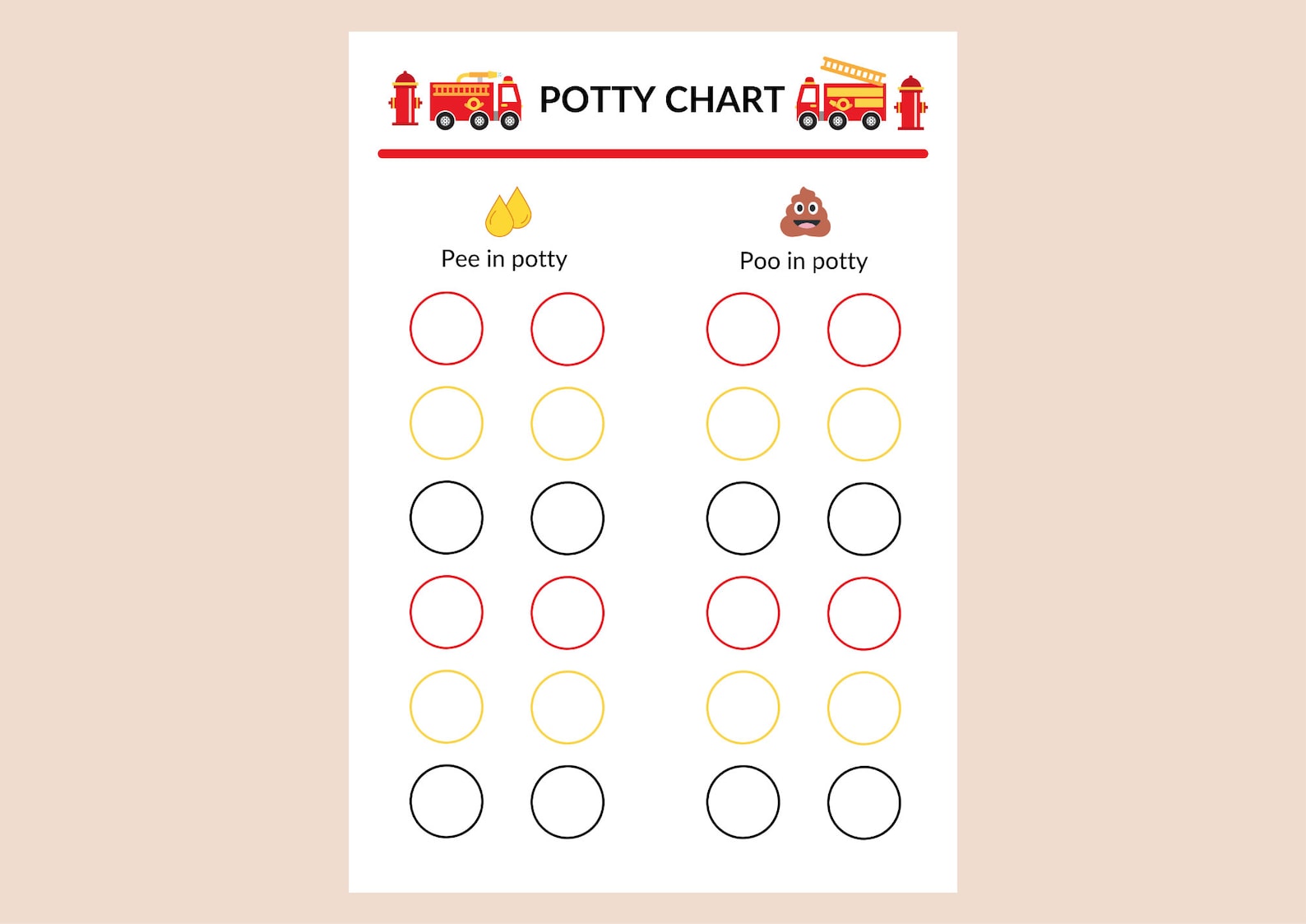 Printable Fire Truck Potty Training Chart • Potty Sticker Chart ...
