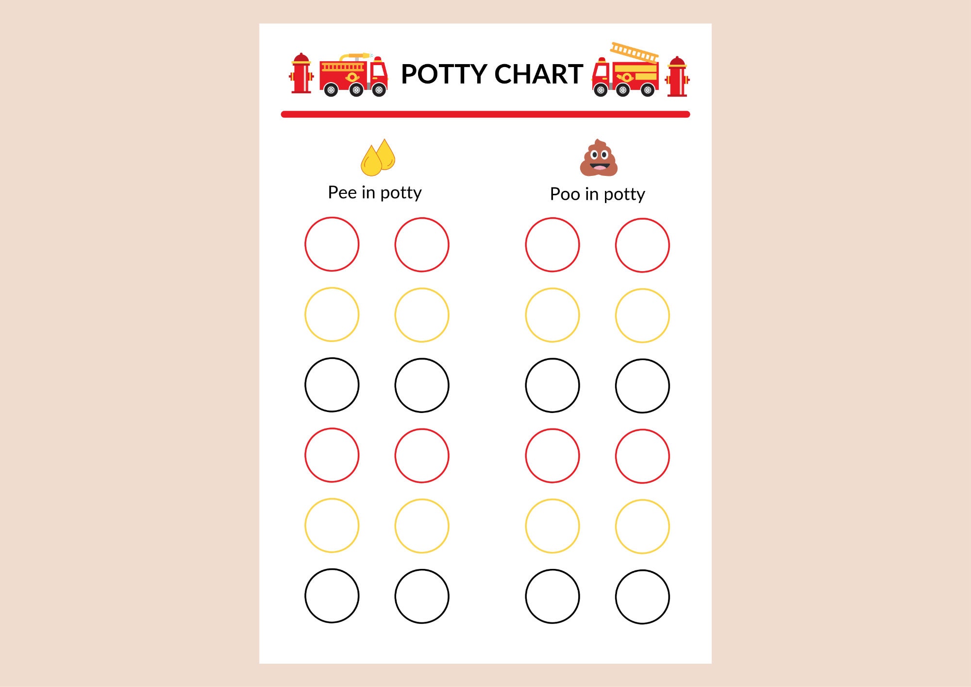 Printable Fire Truck Potty Training Chart • Potty Sticker Chart ...