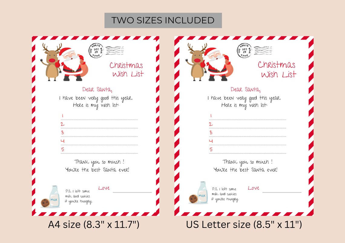 Printable Letter to Santa and Envelope • Santa Letter • Kids Christmas ...