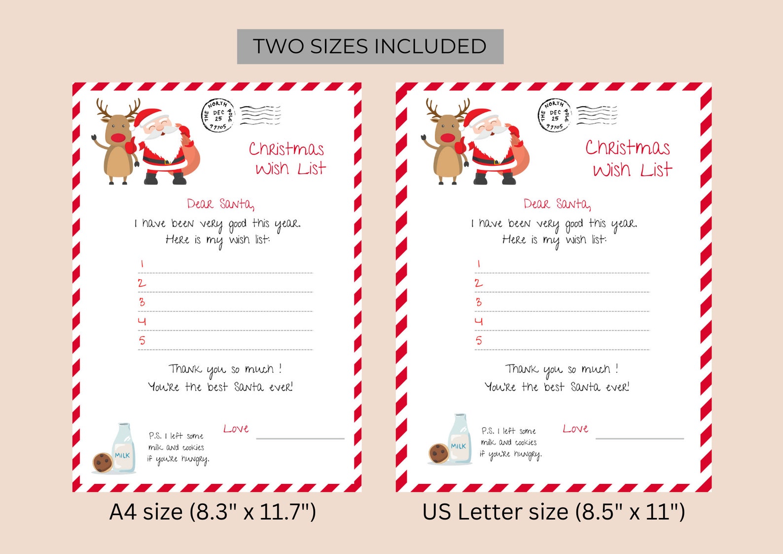 Printable Letter to Santa and Envelope • Santa Letter • Kids Christmas ...