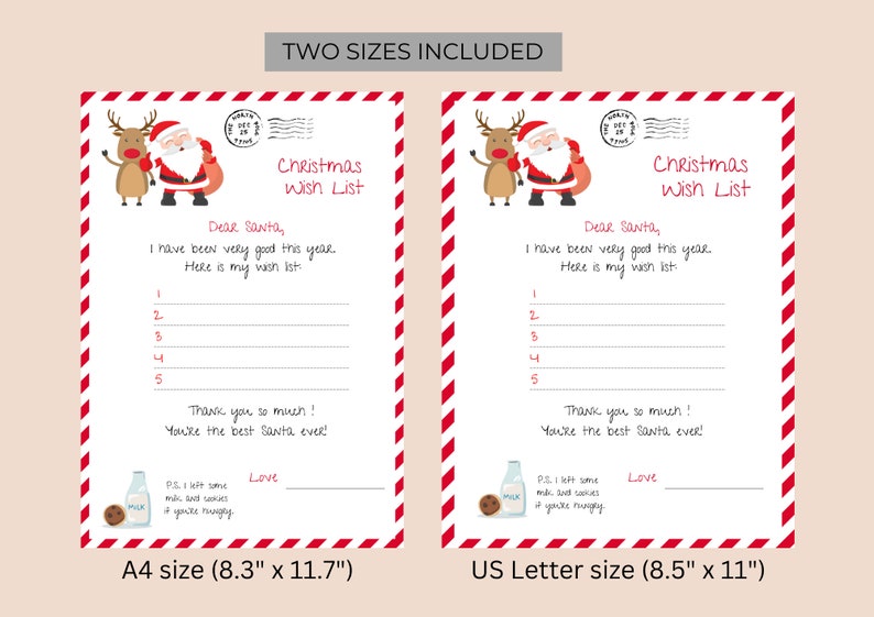 Printable Letter to Santa and Envelope • Santa Letter • Kids Christmas ...