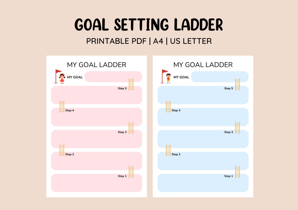 Goal Setting Ladder for Kids • Goal Ladder • Kids Goal Setting ...