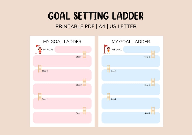 Goal Setting Ladder for Kids • Goal Ladder • Kids Goal Setting ...