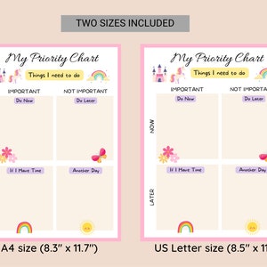 Printable Priority Chart • Decision Matrix • Eisenhower Matrix • Vision ...