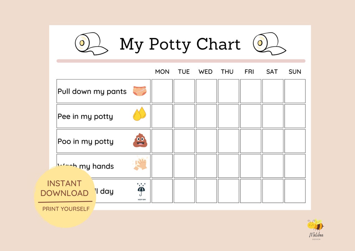 Printable Weekly Potty Training Chart • Potty Sticker Chart • Toddler ...