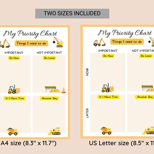 Printable Priority Chart • Decision Matrix • Eisenhower Matrix • Vision ...