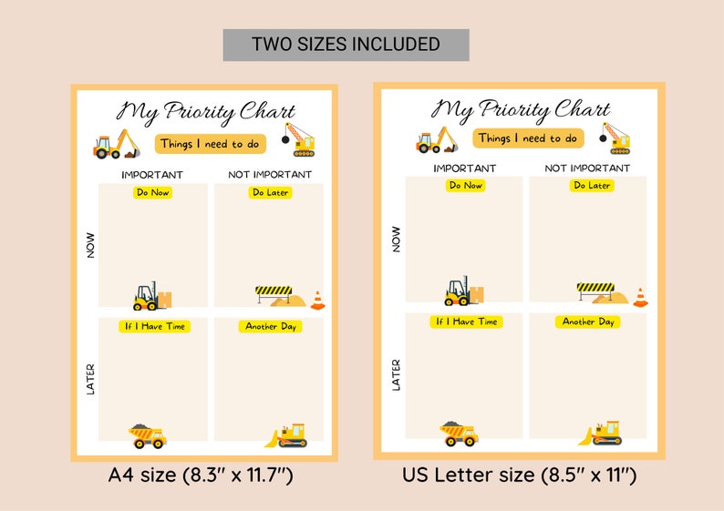 Printable Priority Chart • Decision Matrix • Eisenhower Matrix • Vision ...