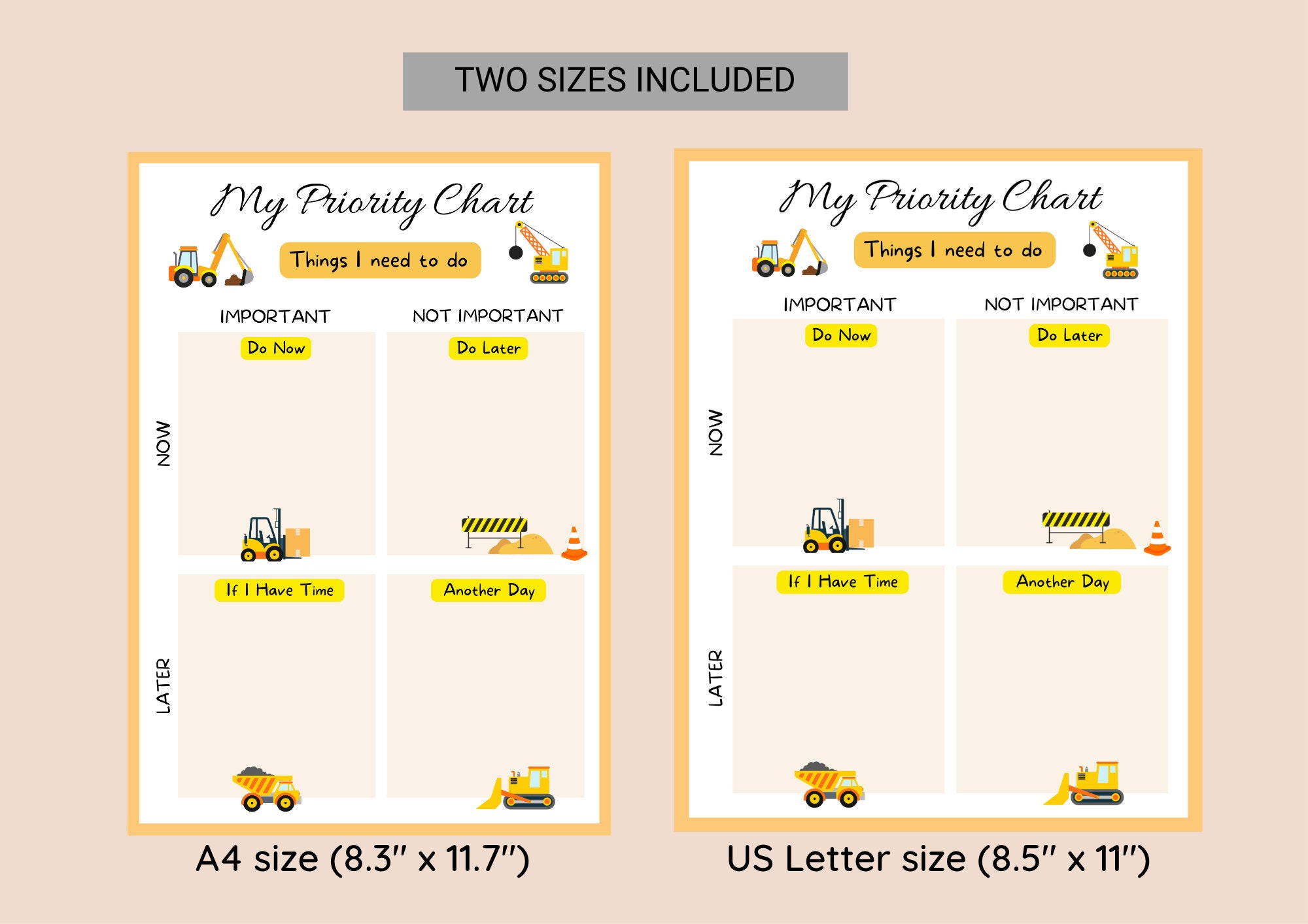 Printable Priority Chart • Decision Matrix • Eisenhower Matrix • Vision ...