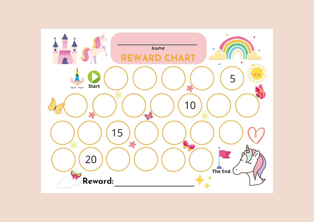 Printable Unicorn Reward Chart • Rainbow • Sticker Chart • Kids Reward ...