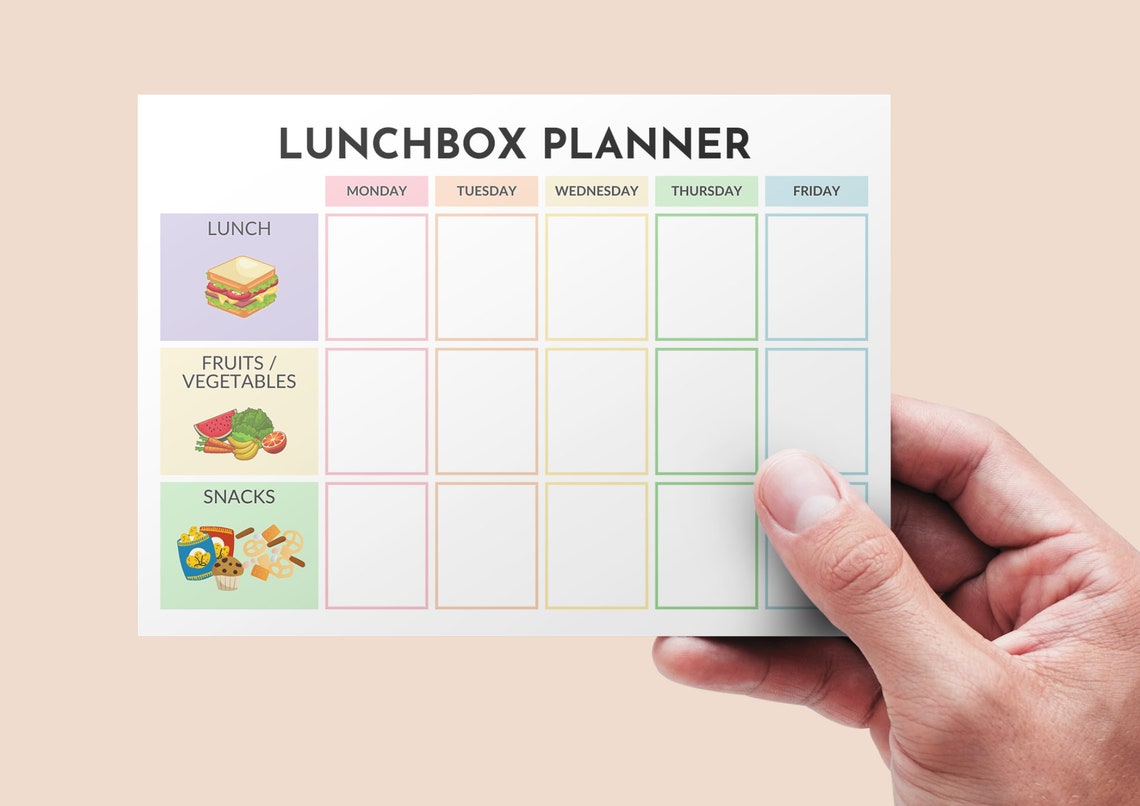 Printable Lunchbox Planner • School Lunch Box Planner • Packing Kids ...
