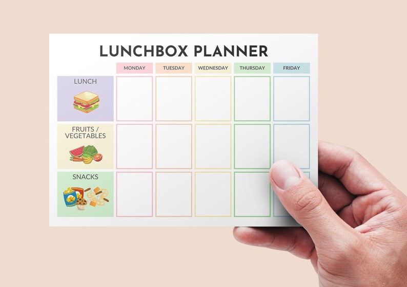 Printable Lunchbox Planner • School Lunch Box Planner • Packing Kids ...