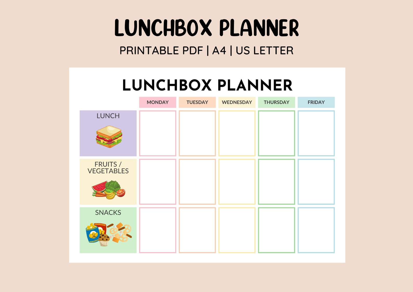 Printable Lunchbox Planner • School Lunch Box Planner • Packing Kids ...