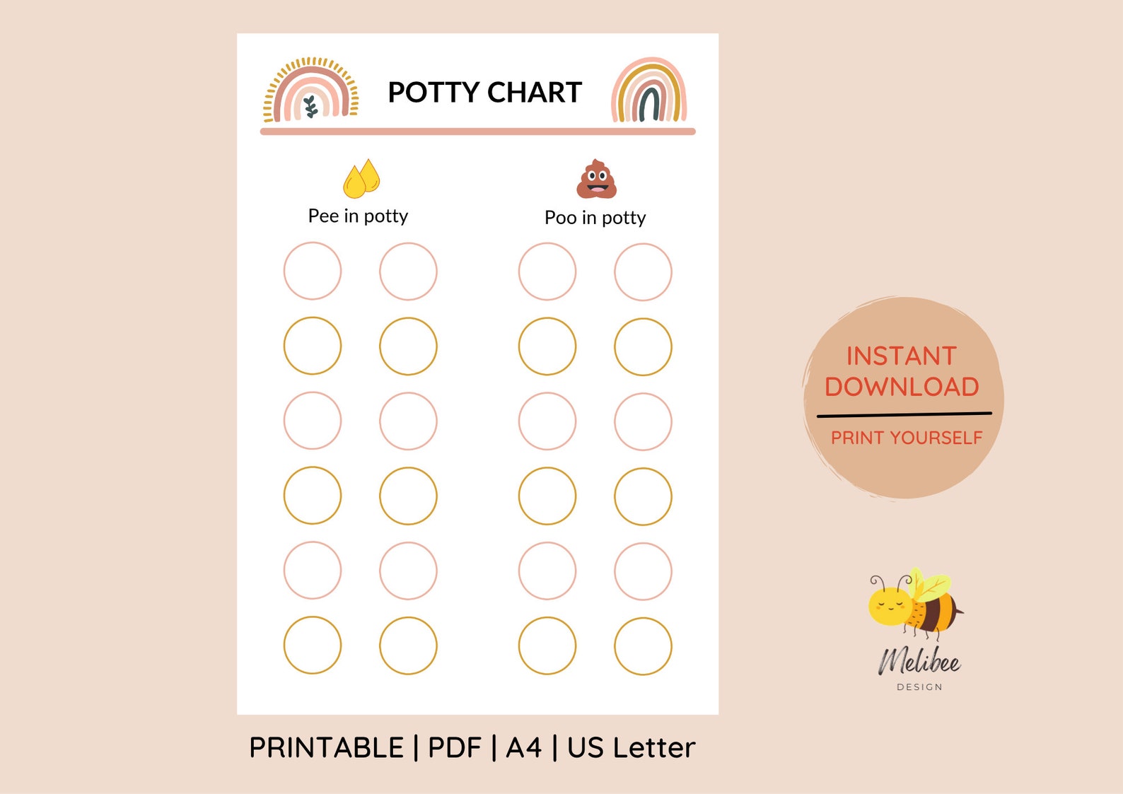 Printable Rainbow Potty Training Chart • Potty Sticker Chart • Toddler ...