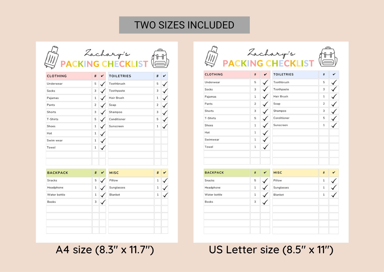 Editable Packing Checklist for Kids • Kids Packing List • Vacation ...