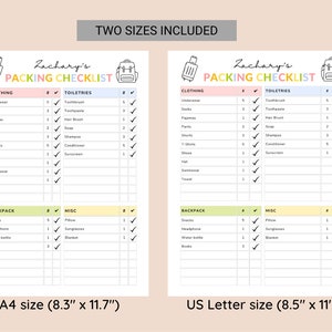 Editable Packing Checklist for Kids • Kids Packing List • Vacation ...