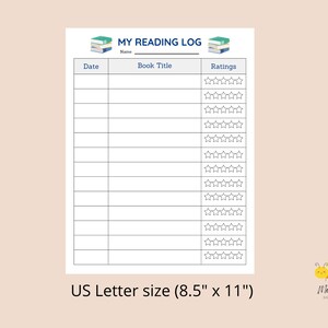 Printable My Reading Log Books Tracker Kids Reading Log - Etsy