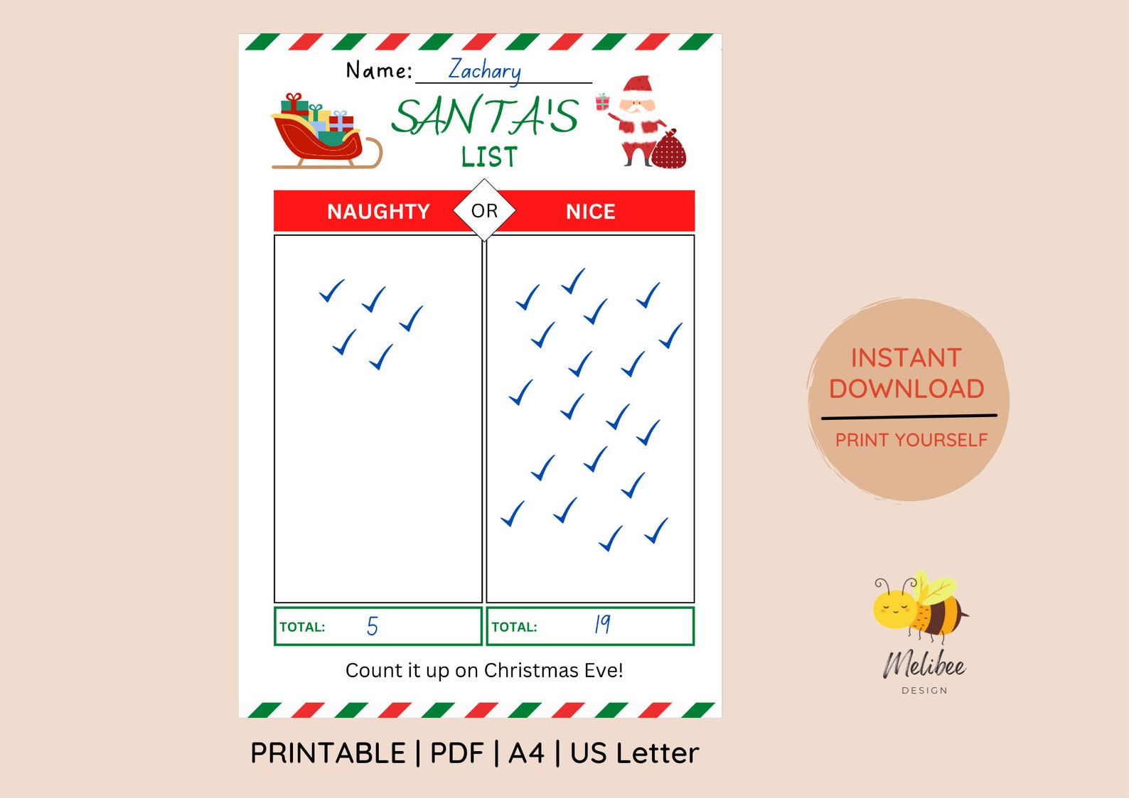 Printable Santa's Naughty or Nice List • Santa's List • Christmas ...