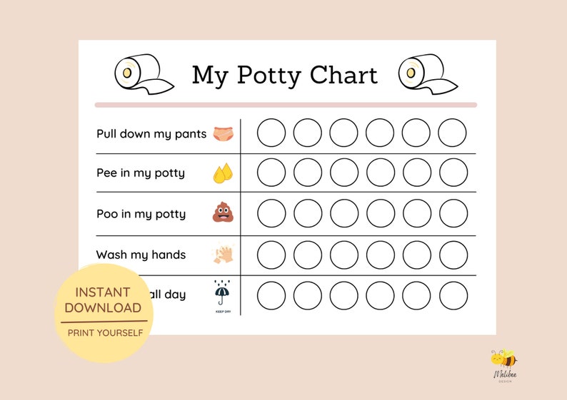 Printable Cute Potty Training Chart • Sticker Chart • Printable Reward ...