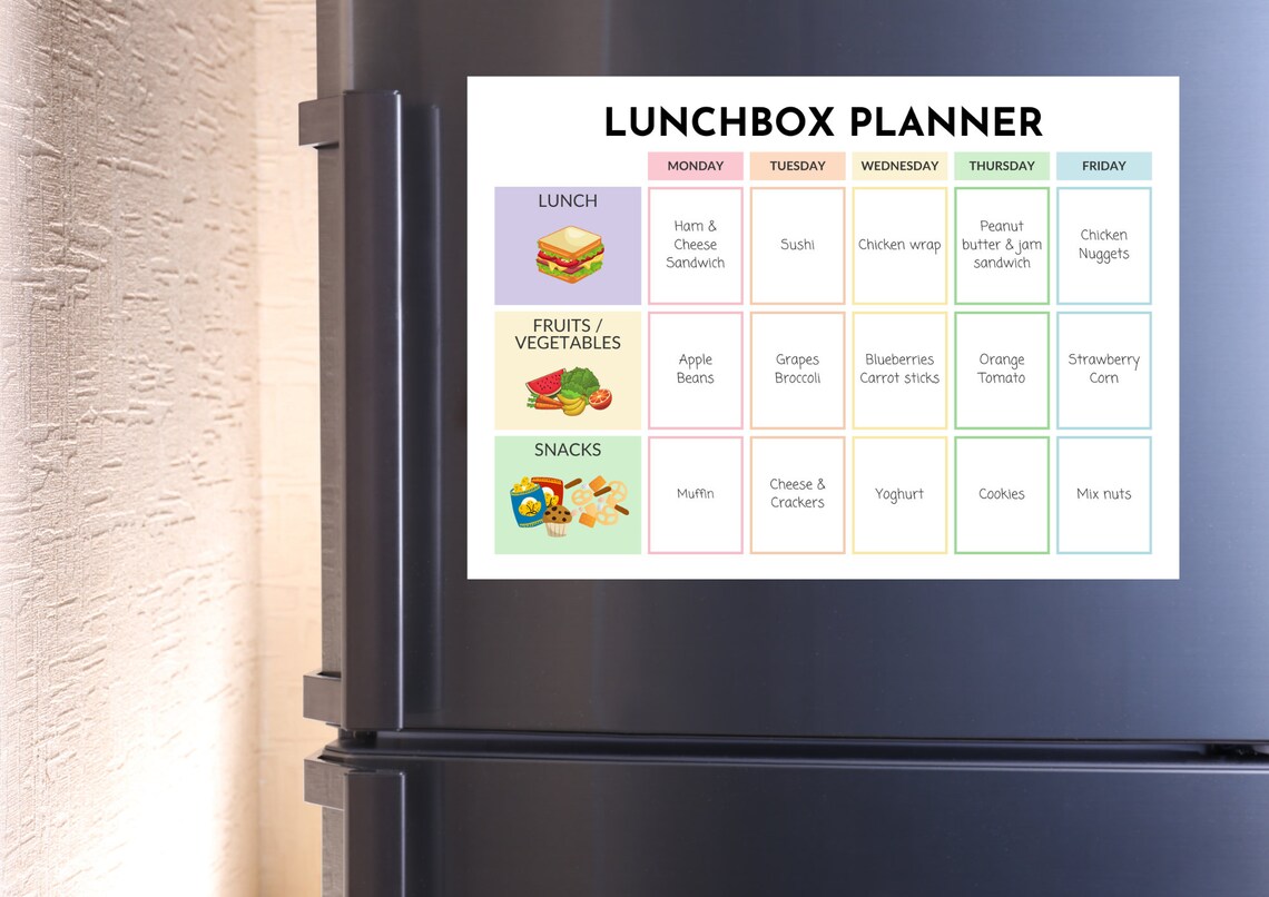 Printable Lunchbox Planner • School Lunch Box Planner • Packing Kids ...