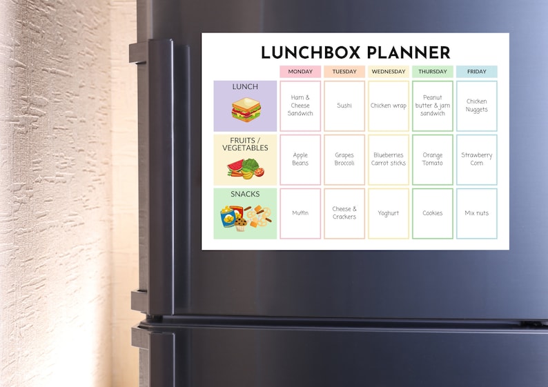 Printable Lunchbox Planner • School Lunch Box Planner • Packing Kids ...