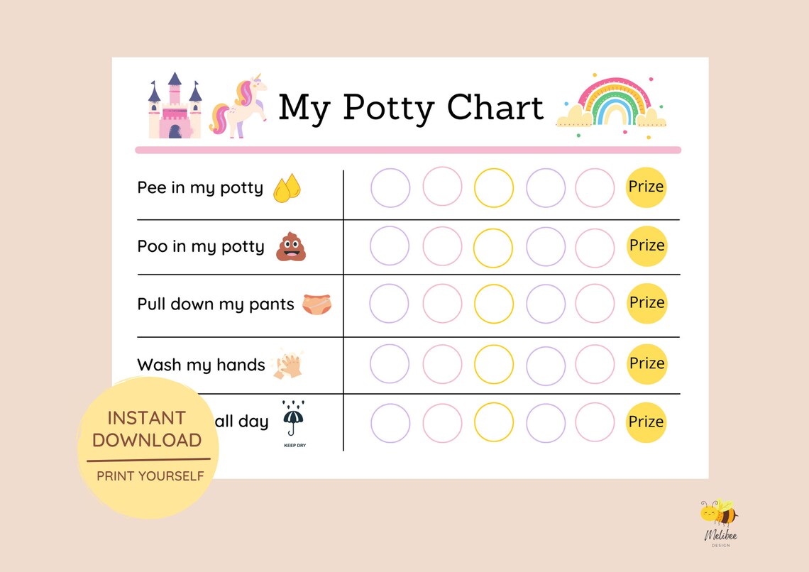 Printable Unicorn Potty Training Chart • Potty Sticker Chart • Toddler ...