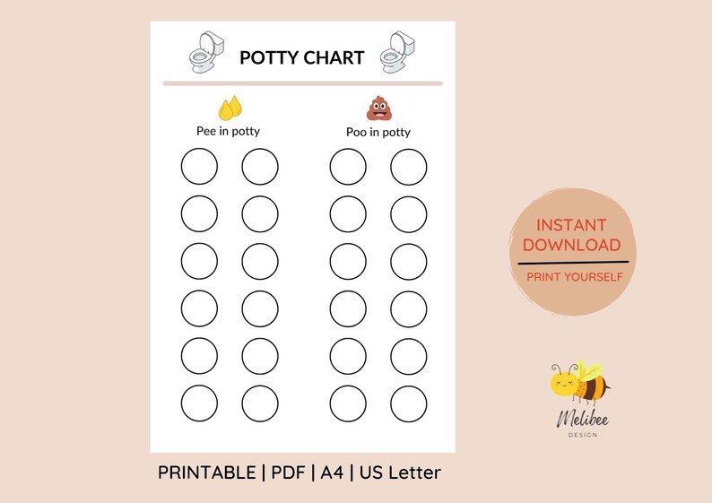 Printable Potty Training Chart • Potty Sticker Chart • Toddler Toilet ...