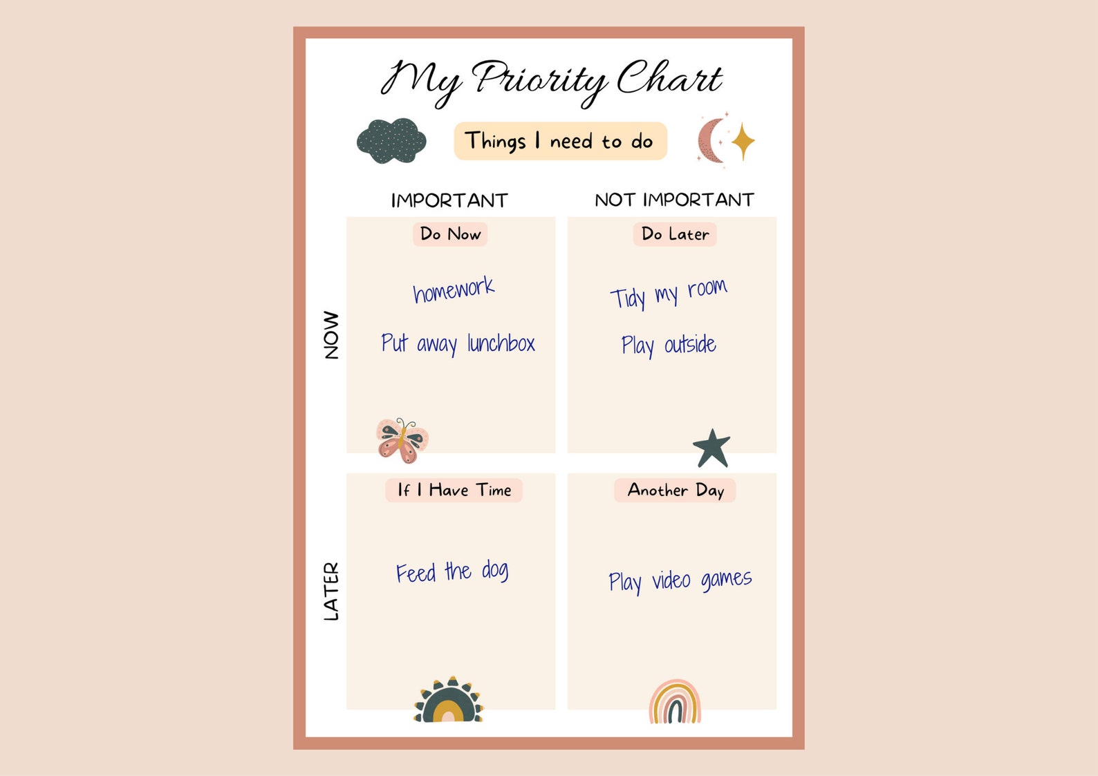 Printable Priority Chart • Decision Matrix • Eisenhower Matrix • Vision ...